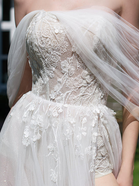Sexy Off-Shoulder A-Line Wedding Dress with Shorts – HAREM's Brides