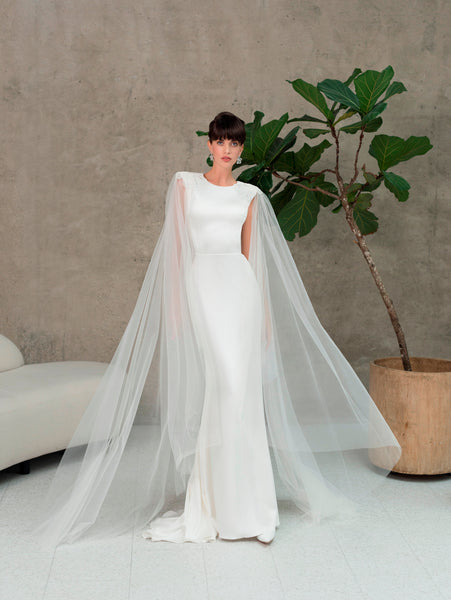 Mermaid Wedding Dress With Detachable Long Tulle Wings – HAREM's Brides
